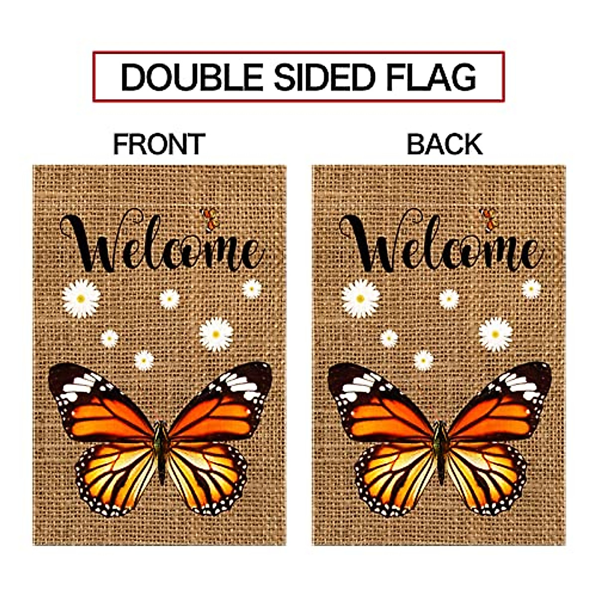EDDERT Welcome Monarch Butterfly Garden Flag Butterfly lovers Burlap Vertical Double Sided Yard Flags, Keep Flying if You Have Wings Outdoor Indoor Lawn Home for Personalized Decor 12.5x18 Inch