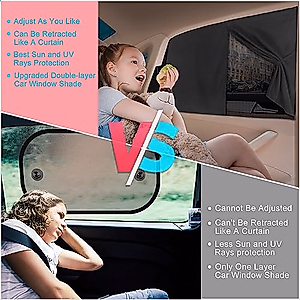 Car Window Shades, Magnetic Double Layer Car Sun Shade for Side Windows Privacy Full Covers/Half Shade Options Black Car Window Curtains for Baby Protection (1pcs)