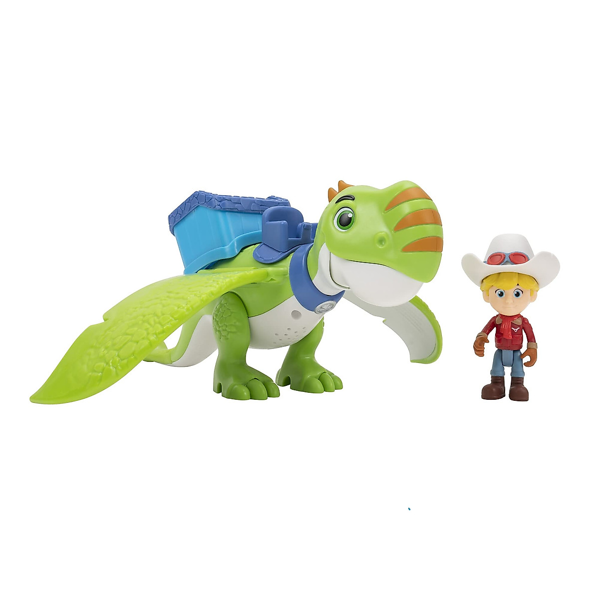 Dino Ranch Jon and Thunderbolt - 3-Inch Jon Figure with 12-Inch Flying Dino Figure - Sounds - Toys for Kids - Ages 3+