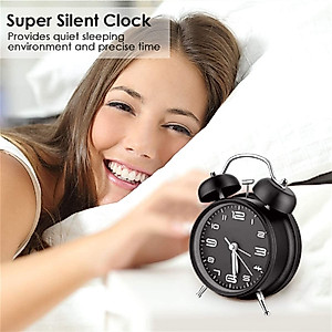 GRFIT Alarm Clock 4 Inch Twin Bell Loud Alarm Clock Metal Frame 3D Dial with Backlight Battery Operate Desk Table Alarm Clock for Home and Office Clock for Bedrooms (Color : 1)
