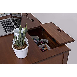 memomad Bali Home Office Solid Wood Desk with Drawers (Caramel)