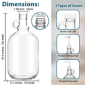 2 Pack Laundry Detergent Dispenser with Pump and Lid, 64 Oz Glass Bottles for Laundry Room Organization and Storage, Fabric Softener Dispenser for Washer