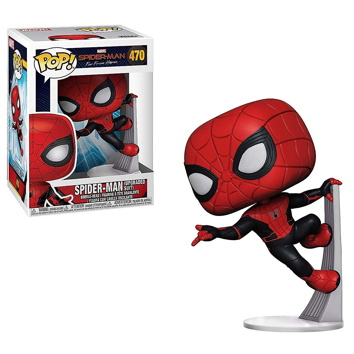 Spider-Man POP Marvel Far from Home Upgraded Suit Funko Pop! Vinyl Figure (Bundled with Compatible Pop Box Protector Case), Multicolor, 3.75 inches