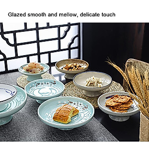 Kelendle Ceramic Footed Bowl Round Pedestal Bowl Decorative Fruit Bowl Serving Dish Dessert Display Tray Trifle Cups Snacks Nuts Plate for Kitchen Counter Centerpiece Table Decor Blue 10inch