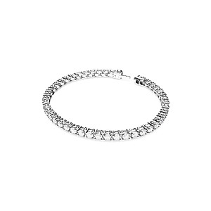 SWAROVSKI Matrix Tennis Bracelet, Round Clear Stones on Rhodium Finished Band, Size S, Part of the Matrix Tennis Collection