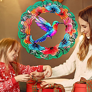 FANTAART Hummingbird Wind Spinners,12inch 3D Metal Wind Spinner Hanging Wind Spinner for Outdoor & Indoor Decorations Yard Art and Garden Clearance Decor Best Hummingbird Garden Gift