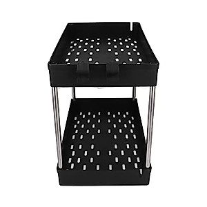 2 Tier Storage Shelf, Easy Assembly Floor Organizer Rack Stable Multifunctional for Dormitory for Office