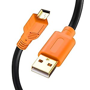 Mini USB Cable 25Ft, Tan QY Mini USB Cable USB 2.0 Type A to Mini B Cable Male Cord for GoPro Hero 3+, Hero HD, Cell Phones, MP3 Players, Digital Cameras etc (25Ft/8M, Orange)