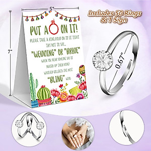 Yiqhpy Fiesta Bridal Shower Theme Decorations,Put A Ring On It Game,Don't Say Bride Games,Bridal Shower Games,Wedding Shower,Engagement Party Games(1 Sign And 50 Plastic Diamond Rings)-7