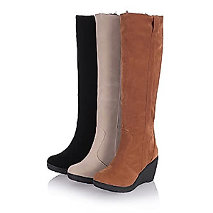 Womens Shoes Fashion Stretch Solid Color Round Toe Zipper Middle Heel Chunky Heel Over The Knee Boots Apostrophe Boots