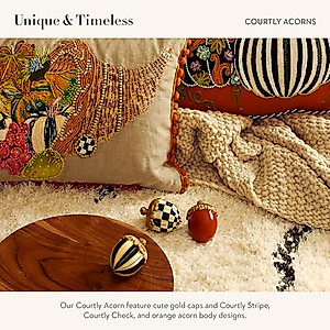 MACKENZIE-CHILDS Decorative Acorns, Resin Acorn Fall Decor for Kitchen and Home, Set of 3, Black-and-White Courtly