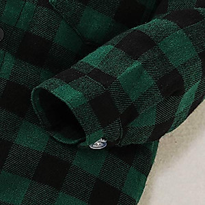 LYSMuch Newborn Baby Boys Plaid Romper Infant Onesie Jumpsuit Outfit Kid's Fall Clothes (0-3 Months, Green Plaid Long Sleeved Romper)