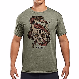 VIKTOS Men's Kettle Skull Tee T-Shirt, Sage Heather, Size: Large