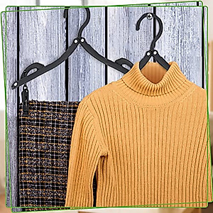 Folding Travel Hangers Foldable with Clips Folding Clothes Hangers Portable Foldable Hangers Collapsible Coat Hanger Travel Drying Rack for Clothes (Black, 12 Pieces)