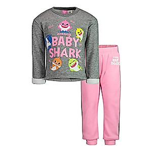Pinkfong Baby Shark Baby Girls Long Sleeve T-Shirt Pant Set Grey/Pink 18 Months