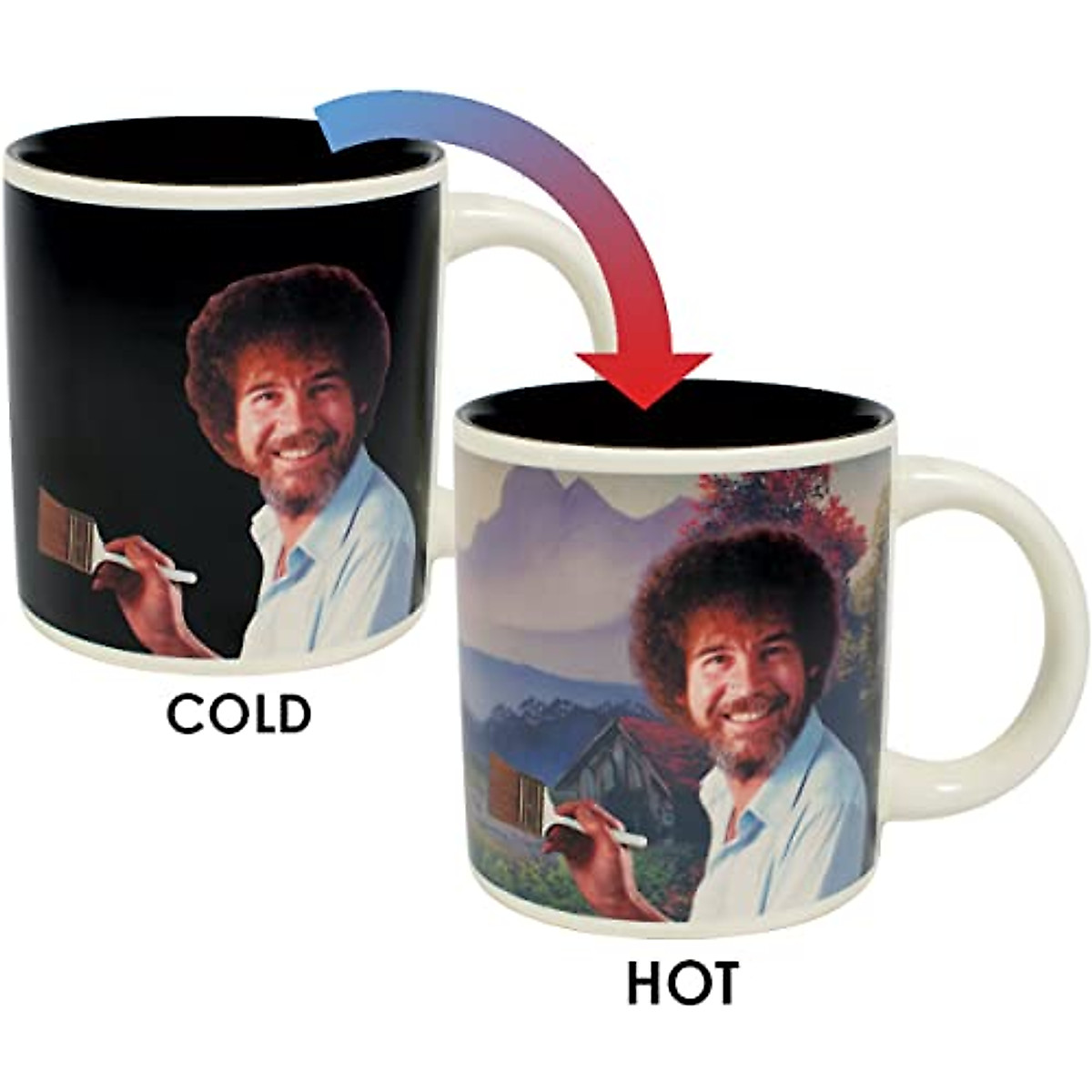 The Unemployed Philosophers Guild Ceramic Bob Ross Self-Painting Mug - in A Fun Gift Box