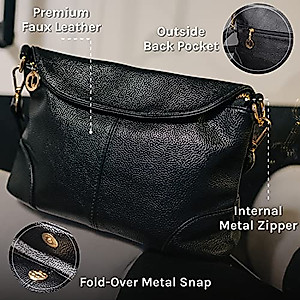 Crossbody Bags For Women Mini Purse, Leather Purse Black