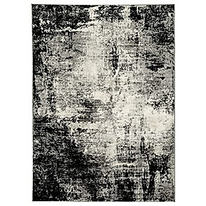 Signature Design by Ashley Zekeman Contemporary 8 x 10 Medium Pile Abstract Design Rug, Black, Cream & Gray
