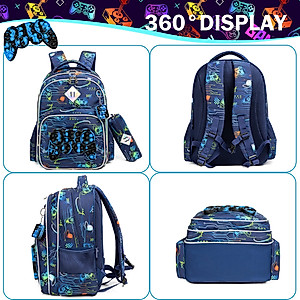 Meetbelify Backpack for Boys School Bag with Lunch Box for Elementary Kindergarten Kids Backpack Set for Boys Age 6-8