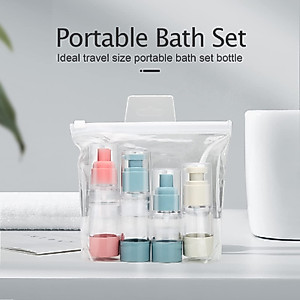 miermagic 1/2oz 1oz Vacuum Cosmetic Bottles Toiletries, Plastic Airless Pump/Spray Bottles for Toner, Cream and Shampoo, Travel Size Dispenser Refillable Containers (Pack of 4)