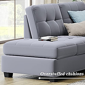 Evedy Modern Sectional Sofa,L-Shaped Couch with Two Cup Holders&Storage Ottoman,3-Seaters Sofa with Extra Wide Reversible Chaise,Upholstered Sofas for Living Room Large Space Dorm Apartment