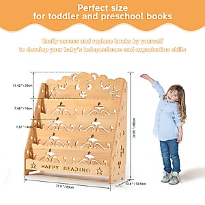 PETKABOO Kids Bookshelf 5 Tier Toy Storage Cabinet Organizer,Toddler Book Shelf,Childrens Baby Bookshelf, Book Display for Nursery, Living Room, Bedroom, Playroom School