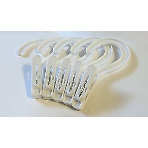 Melvado Laundry Hanger Hooks | Strong Plastic Solid Metal Spring | Lightweight, Convenient Clothing Pins To hang and Dry Wet Clothes | For Home Use or Travel | Economy 12 Pack | White