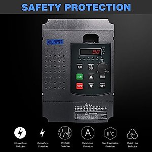 SZCY LLC AC 220V/2.2KW Variable Frequency Drive, 12A VFD Inverter Frequency Converter for Spindle Motor Speed Control (Single-Phase Input, 3 Phase Output)