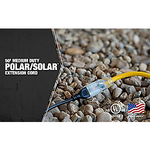 Coleman Cable 14880002 1488SW0002 14/3 Insulated Outdoor Extension Cord with Lighted End, 50-Foot, Feet, Yellow