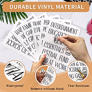 100 Cash Envelope Sticker Labels - Black Vinyl Decals for Finance Planner, Budget Stickers for Cash Envelope System Wallet & A6 Binder, Clear Labels Money Sticker for Budget Envelopes Coupon Organizer