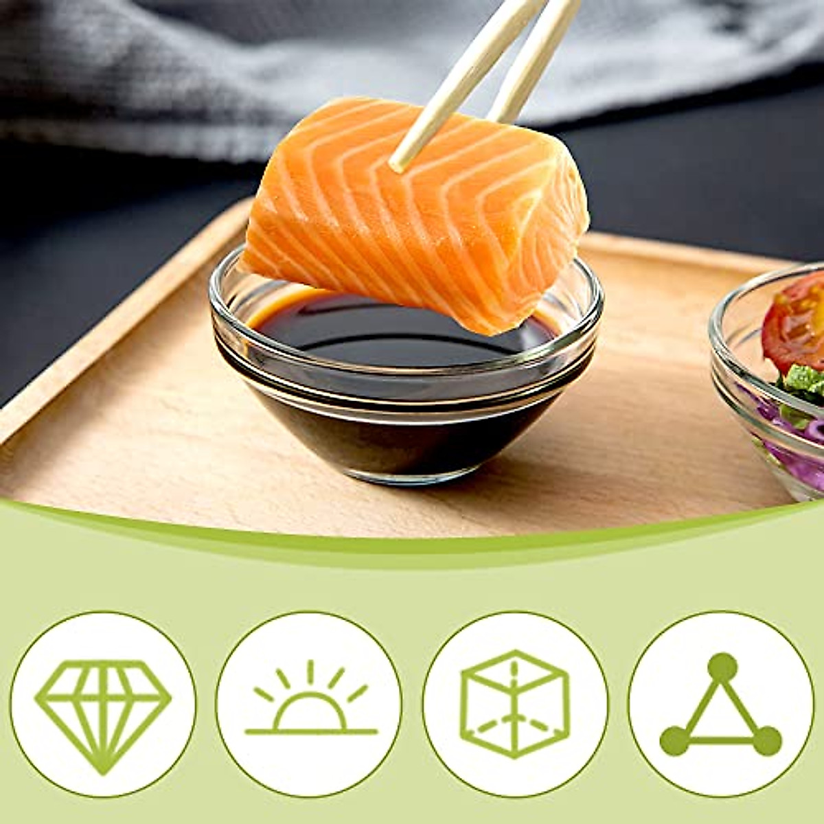 Vmiapxo 10 Pack 3" Clear Glass Bowls, 2.5oz Stackable Small Prep Bowls Portion Dishes Serving Bowl for Dessert Snack Spice Sauce Tasting