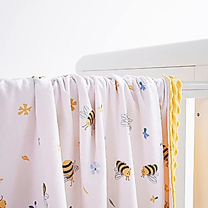 QSTEHEML Baby Blankets Super Soft for Boys, Minky Lightweight Blanket with Double Layer Unisex Newborn Personalized Travel Blanket for Toddler Nursery，Yellow Bee, 30X40 Inches