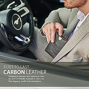 TRAVANDO Mens Slim Wallet with Money Clip AUSTIN RFID Blocking Bifold Credit Card Holder for Men with Gift Box (Carbon)