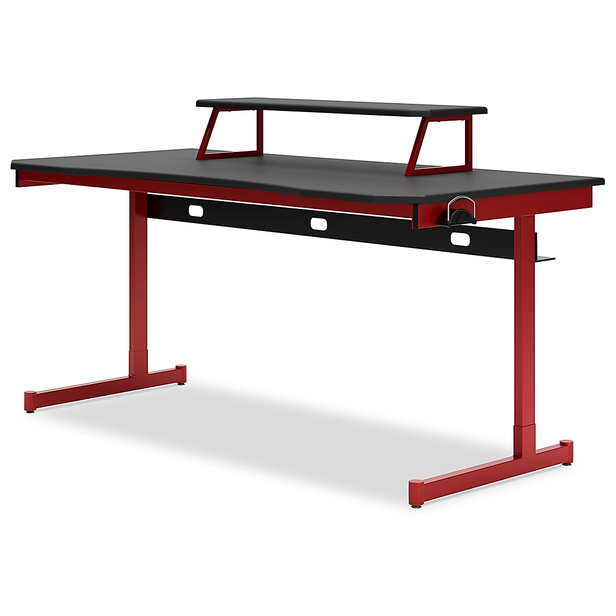 Signature Design by Ashley Lynxtyn Contemporary 63" Home Office Desk with Raised Monitor Stand, Red & Black