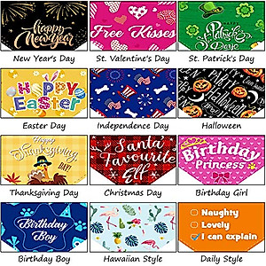 12 Pieces Holiday Dog Bandanas Halloween Dog Scarf Thanksgiving Christmas Birthday Summer Hawaii Daily Festival Costume Supply Pets Dog Scarf Bandana for Dogs Cats Pets Costume (Small)