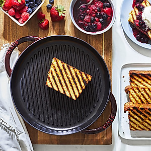 Staub Cast Iron 10-inch Pure Grill - Grenadine, Made in France