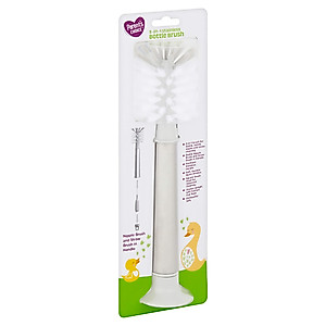 Parents Choice 3-in-1 Stainless Bottle Brush - Bottle, Straw, Nipple Cleaner - Soft Nylon Bristles, White