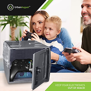 Urban August Dual Combination & Keyed Lockbox - Locking Storage Box - Multi-Purpose for Medication, Food and Electronics - All-Around Security - Made of Industrial-Grade Plastic - One Size (Graphite)