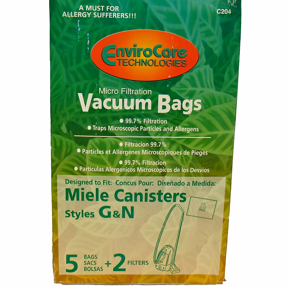 Miele Canister G/N 5pk 2 Flt Allergan Vacuum Bags