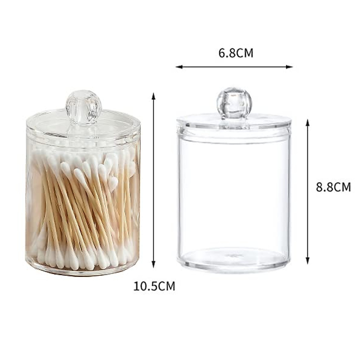 AkoSlale 3 Pack Clear Jars With Lids for Bathroom, Cotton Ball and Qtip Holder Set,Bathroom Organization and Storage,Cotton Ball Holder,Q Tip Organizer,Makeup Holders And Organizers