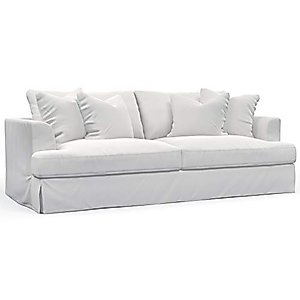 Sunset Trading Newport Slipcovered Sofas, Large 94" Wide Stationary, Performance Fabric White