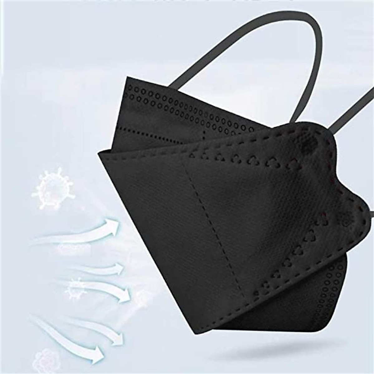 KF94 Mask - 50 PCS - 4 Ply Breathable Comfortable Safety Mask - 3D Structure Black Masks for Adults