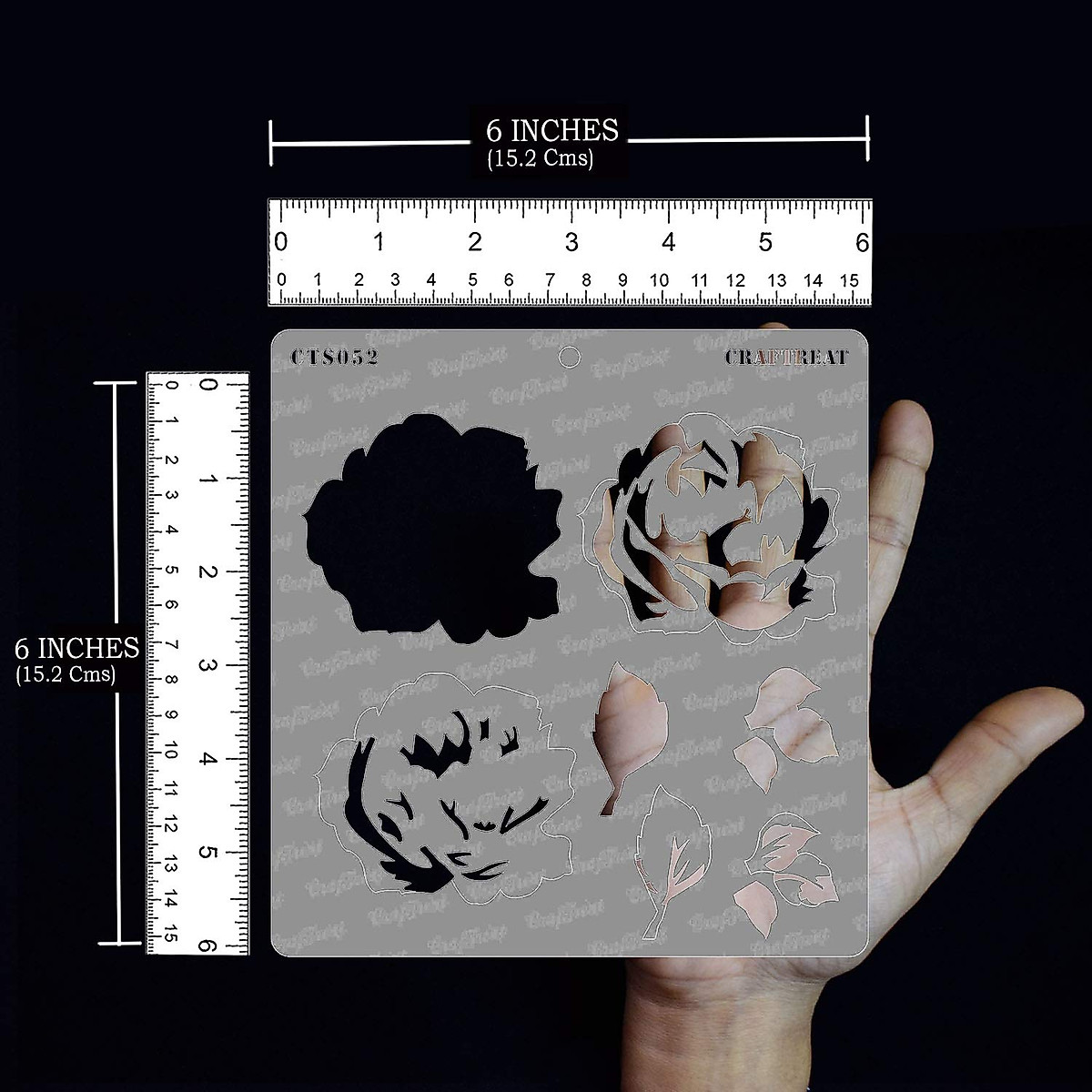 CrafTreat Layered Flower Stencils for Painting on Wood, Canvas, Paper, Fabric, Floor, Wall and Tile - Rose - 6x6 Inches - Reusable DIY Art and Craft Rose Stencils for Painting Flowers Rose Stencil