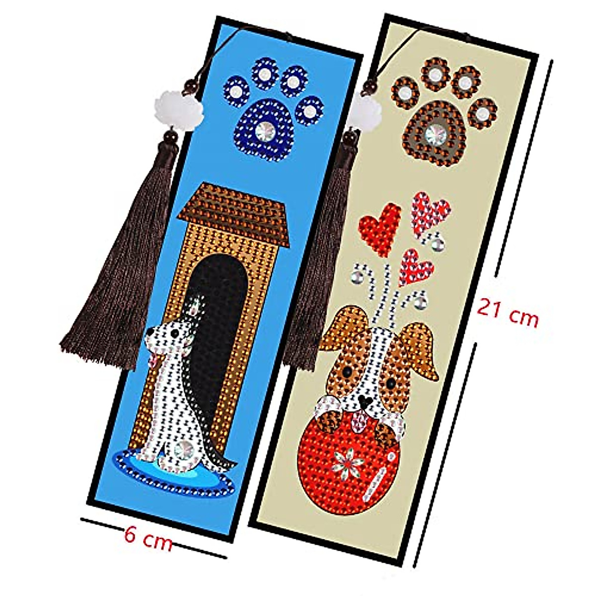 Love Heart Dog Bookmark Diamond Painting - pigpigboss 2 Sets Diamond Painting Bookmark with Tassel Cute House Dog Diamond Painting Bookmark for Adult Kid Graduation Gift (SQ81)