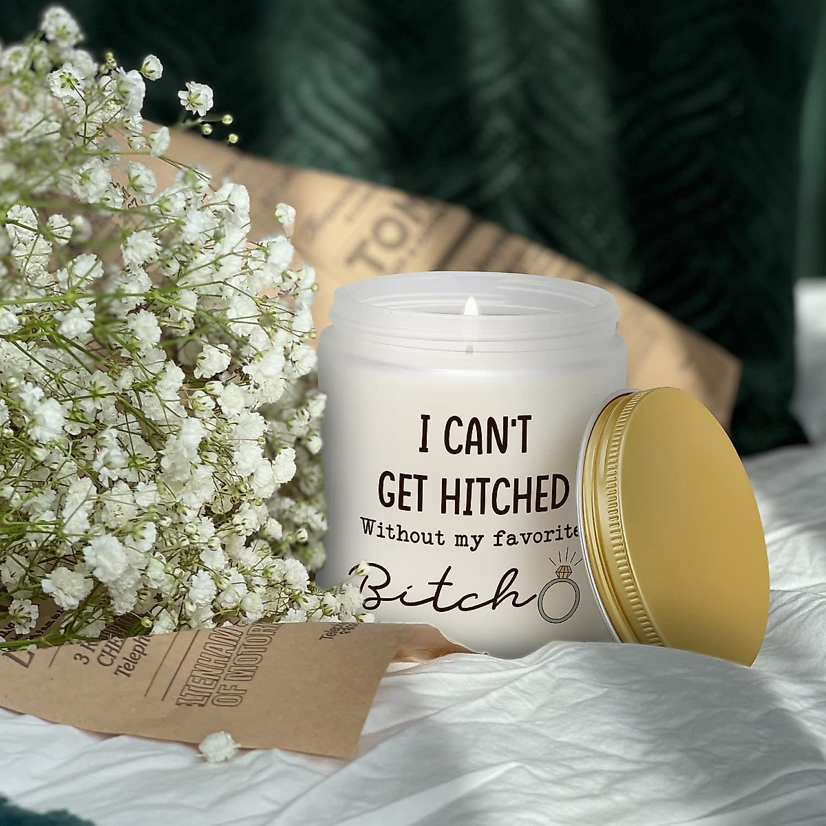 Bridesmaid Proposal Gifts, Maid of Honor Gift from Bride, Wedding Day Bridal Party Bachelorette Gifts for Bridesmaids Matron of Honor - Funny Lavender Scented Candle Gifts for Friend Sister Women