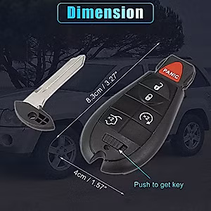 X AUTOHAUX Replacement Keyless Entry Remote Car Key Fob M3N5WY783X 433Mhz for Jeep Grand Cherokee 2008-2010 for Commander 2008 2009 2010 5 Buttons with Door Key