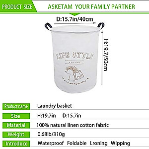 ASKETAM Fabric Laundry Basket Canvas Laundry Hamper for Dirty Clothes Toy Organizer Kid Nursery Room Decor Basket (hedgehog)