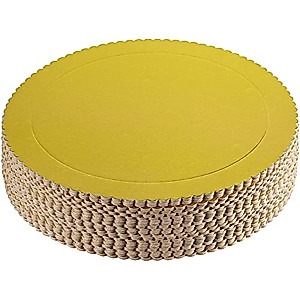 ZEONHAK 20 Pack 12 Inches Cake Boards, Round Cake Circles, Cake Base, Food Grade Gold Laminating Greaseproof Disposable Reusable Cardboard Cake Drum Pizza Tart Tray