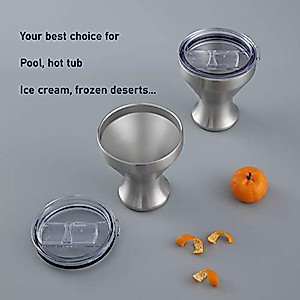 JILLMO Martini Glass, Insulated Stainless Steel Margarita Glass with Lid, Set of 2