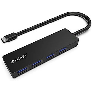 USB-C Hub, BYEASY 4 Port Type C to USB 3.0 Adapter, Ultra Slim Portable USB C to Multiport USB Hub Applicable for iMac Pro, MacBook Pro, iPad, PC, USB Flash Drives, Tesla Model 3 and Mobile HDD